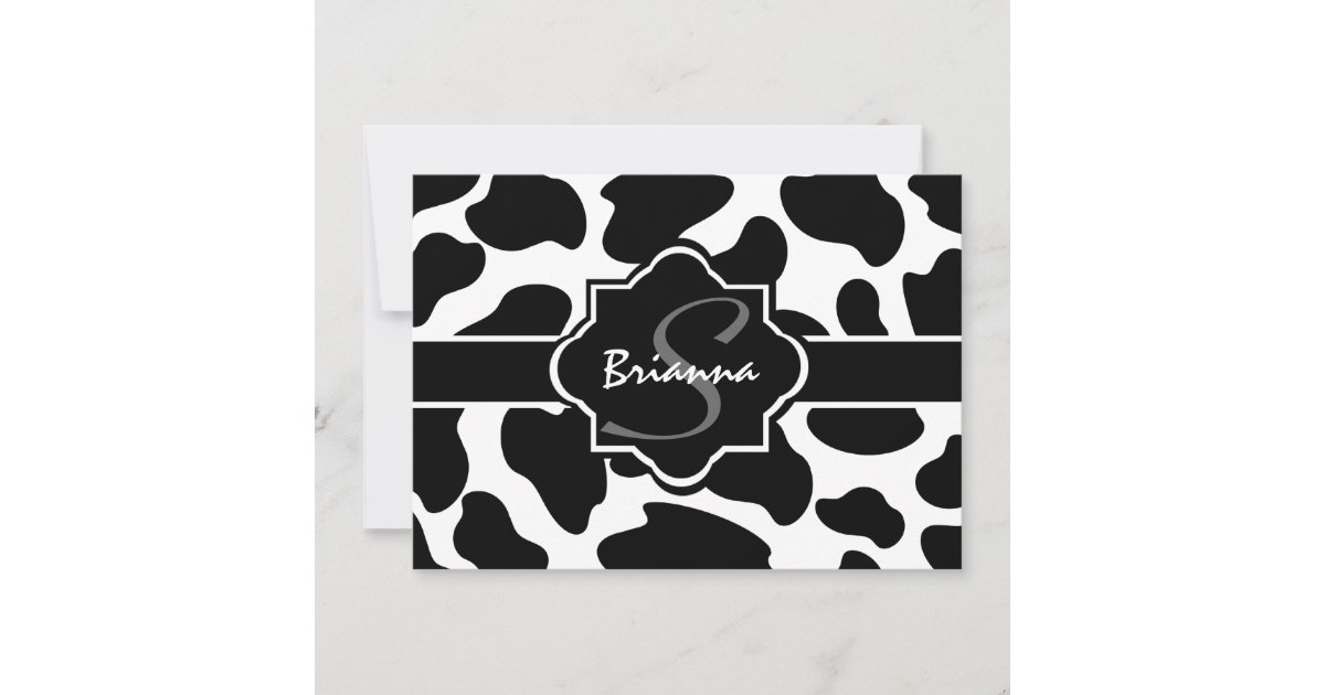 Cow Print Flat Note Card | Zazzle