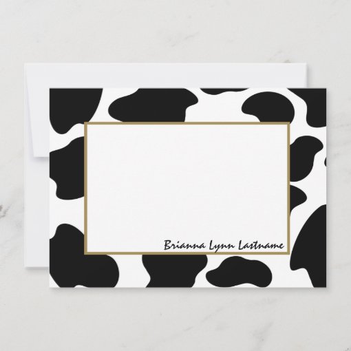 Cow Print Flat Note Card | Zazzle