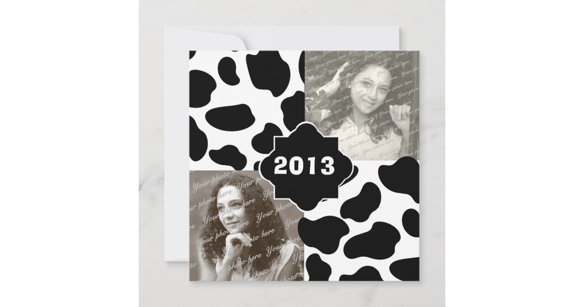 Cow Print Graduation Photo Invitation | Zazzle