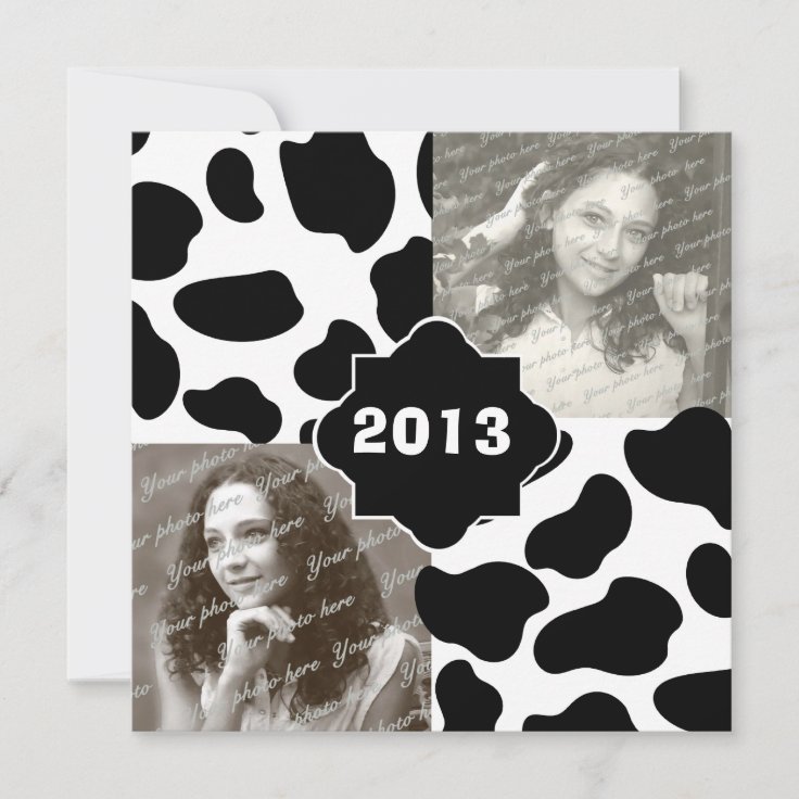 Cow Print Graduation Photo Invitation | Zazzle