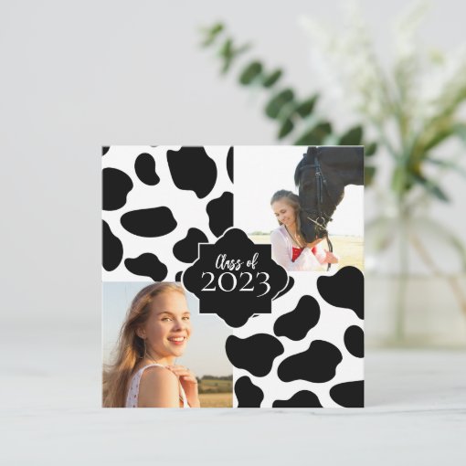 Cow Print Graduation Photo Invitation | Zazzle