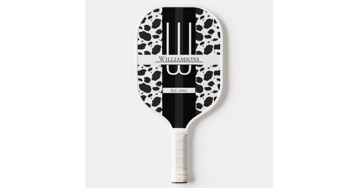 Cow Print Monogram Pickleball Paddle | Zazzle