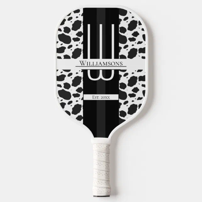 Cow Print Monogram Pickleball Paddle | Zazzle