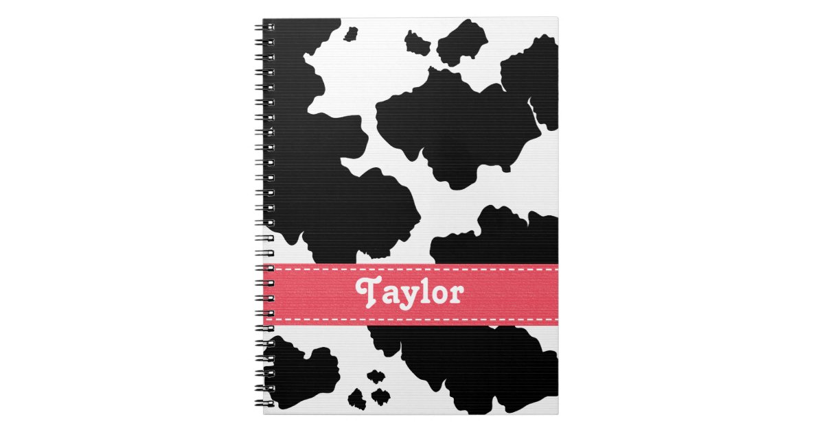 Cow Print Notebook Journal Pink Ribbon | Zazzle