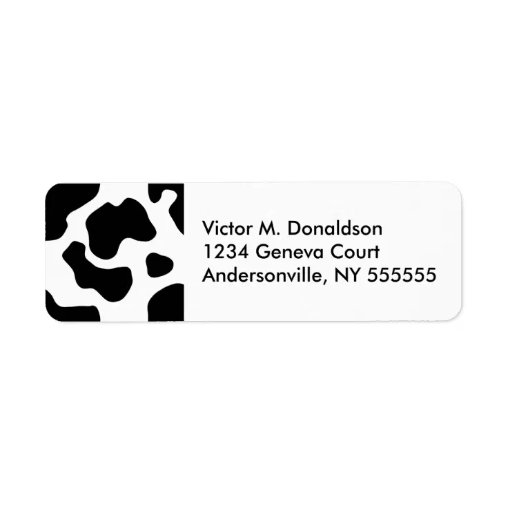 Cow Print Personalized Return Address Labels | Zazzle