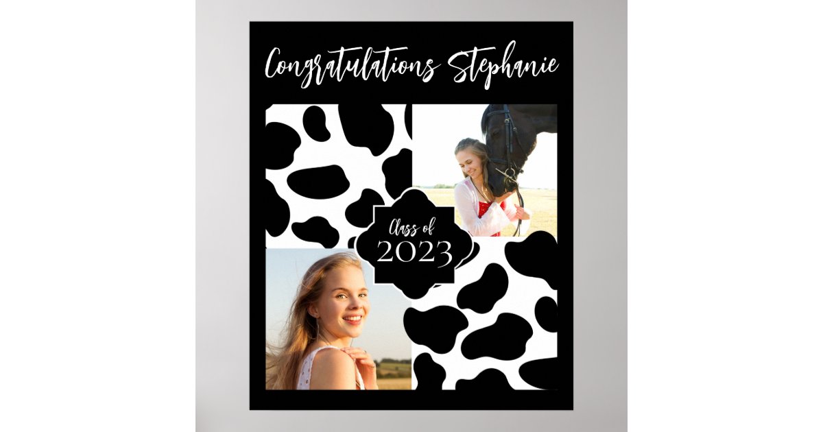 Cow Print Photo Poster Graduation | Zazzle