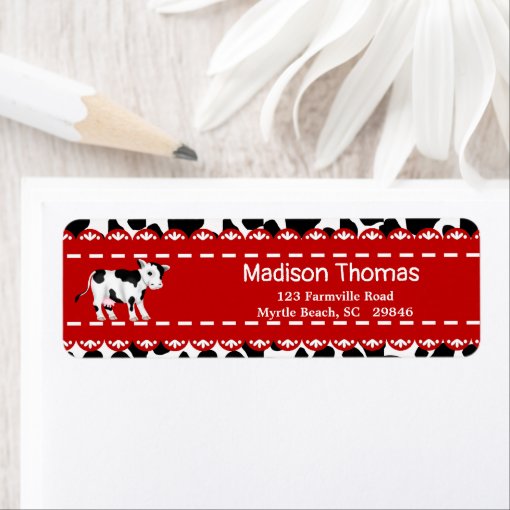 Cow Print Return Address Label | Zazzle