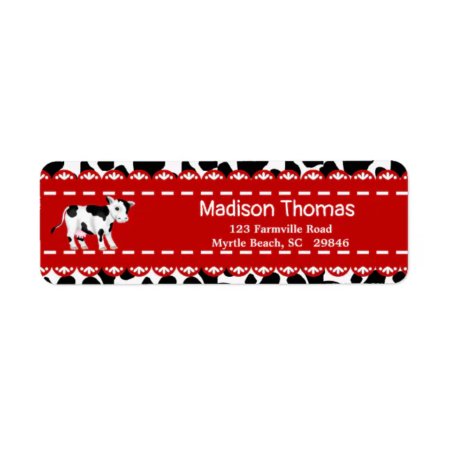 Cow Print Return Address Label | Zazzle