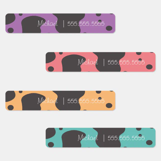Cow Print School Class Lunch Name Number Labels | Zazzle