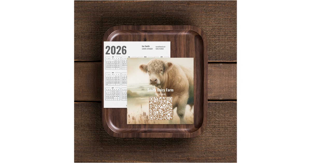 Cow QR Code 2026 Calendar Business Cards | Zazzle