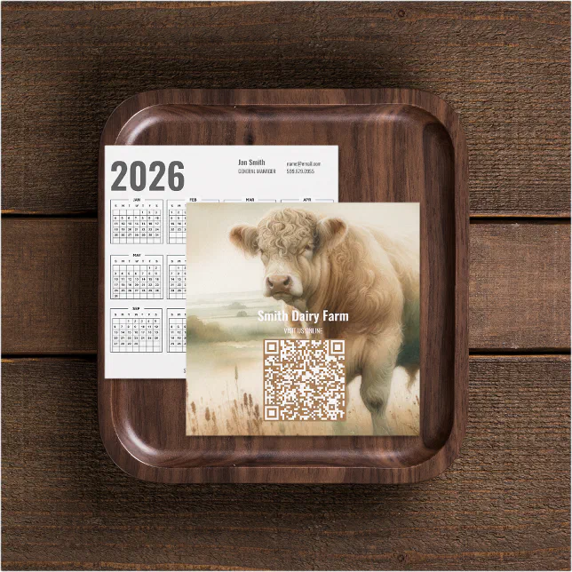 Cow QR Code 2026 Calendar Business Cards | Zazzle