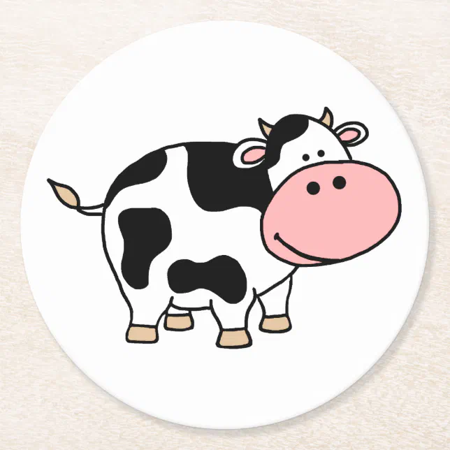 Cow Round Paper Coaster | Zazzle