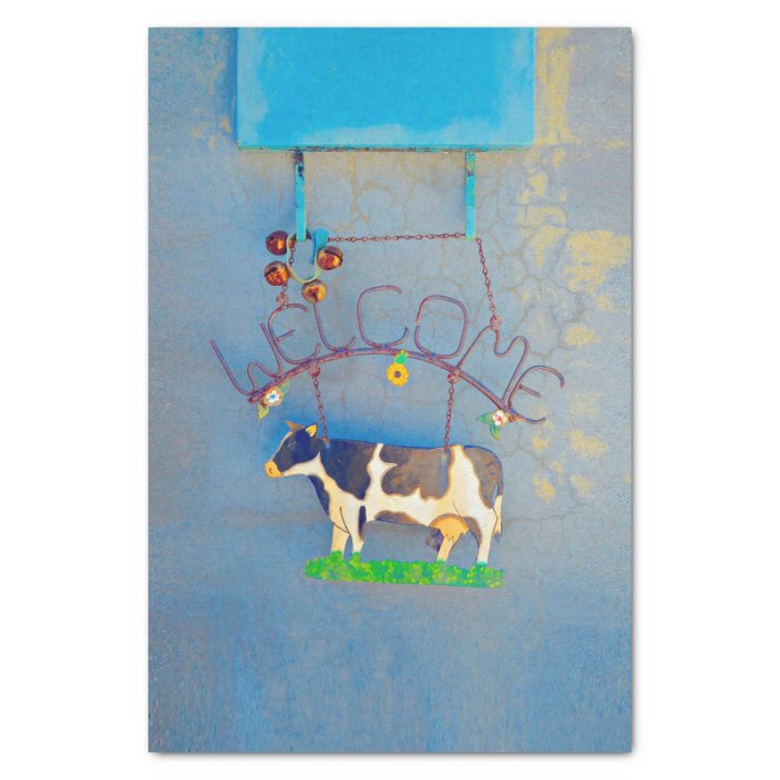 Cow Rustic Blue Country Western Farm Decoupage Tissue Paper | Zazzle.com