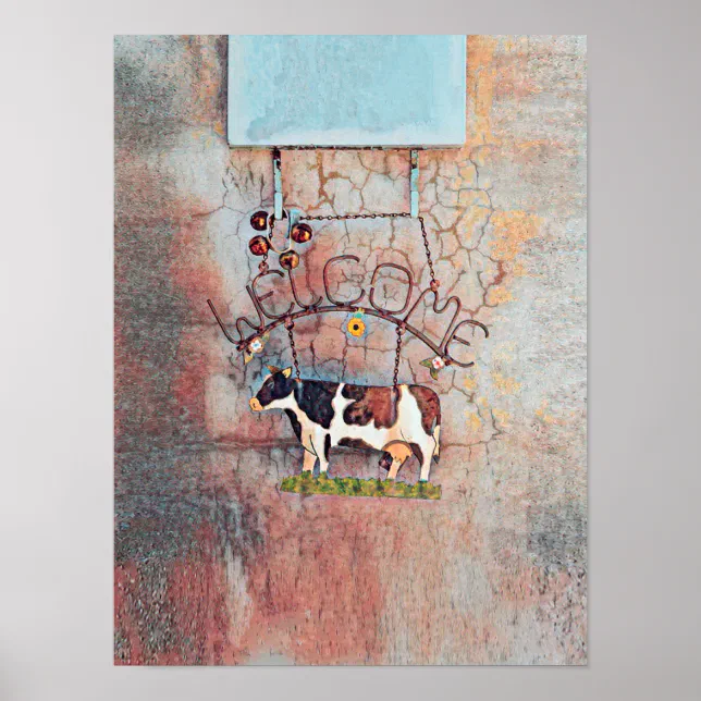 Cow Rustic Country Western Farm Animal Poster | Zazzle