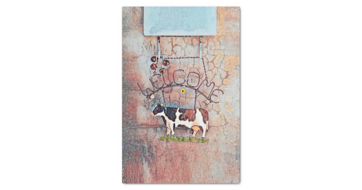 Cow Rustic Country Western Farm Decoupage Tissue Paper | Zazzle
