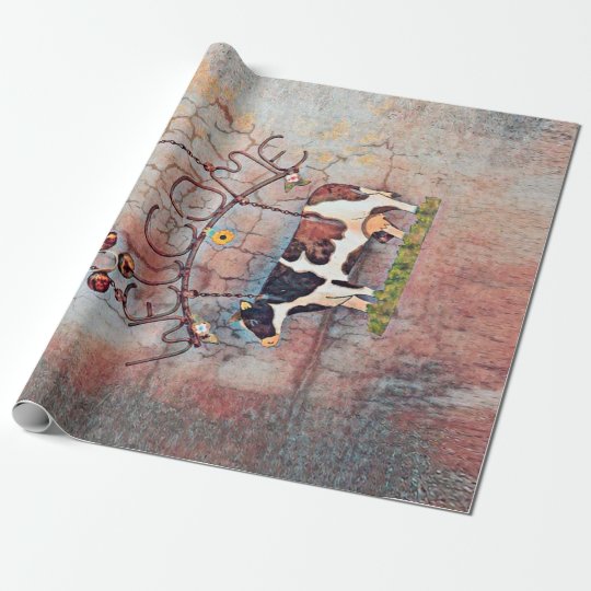 Cow Rustic Country Western Farm Decoupage Wrapping Paper | Zazzle.com