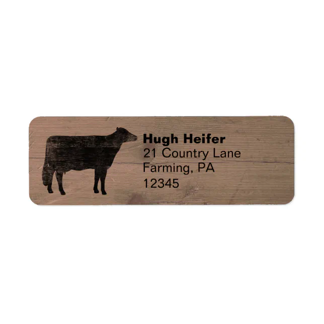 Cow Silhouette Custom Return Address Labels | Zazzle