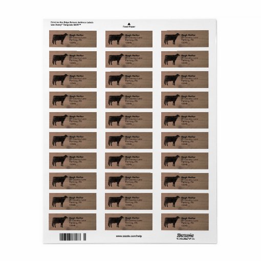Cow Silhouette Custom Return Address Labels | Zazzle