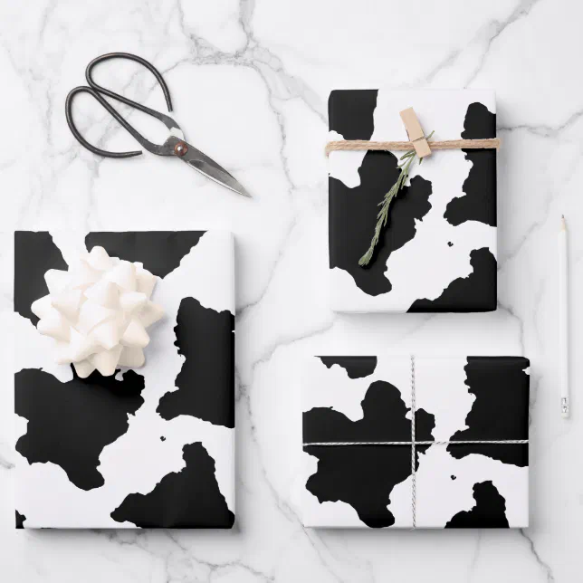 Cow Skin Black and White Pattern Wrapping Paper Sheets | Zazzle