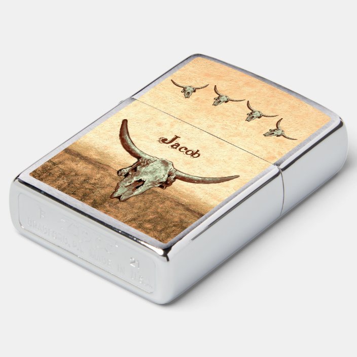 Cow Skull Brown Country Western Rustic Style Zippo Lighter | Zazzle.com