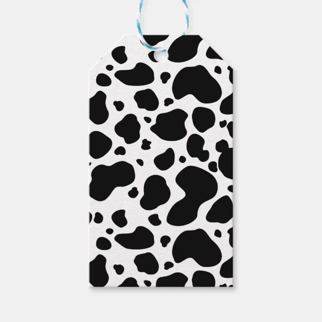 Cow Spots Pattern Black and White Animal Print Gift Tags | Zazzle