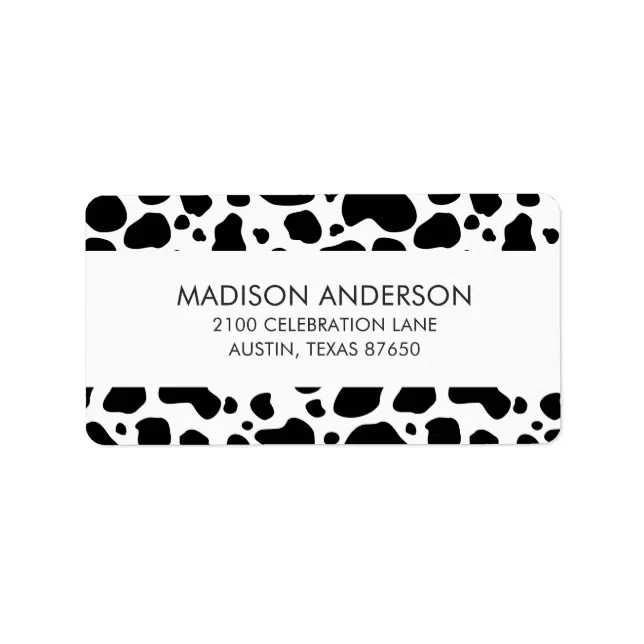 Cow Spots Pattern Black and White Animal Print Label | Zazzle