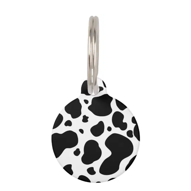 Cow Spots Pattern Black and White Animal Print Pet Tag | Zazzle