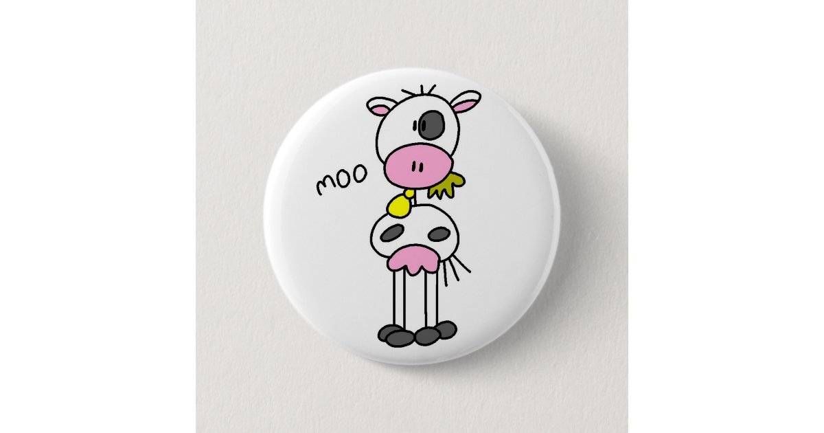 Cow Stick Figure Button | Zazzle