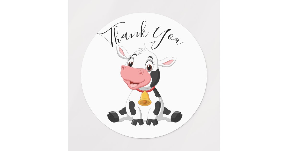 cow thank you Labels | Zazzle