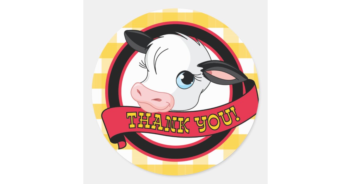 Cow - Thank You Sticker | Zazzle