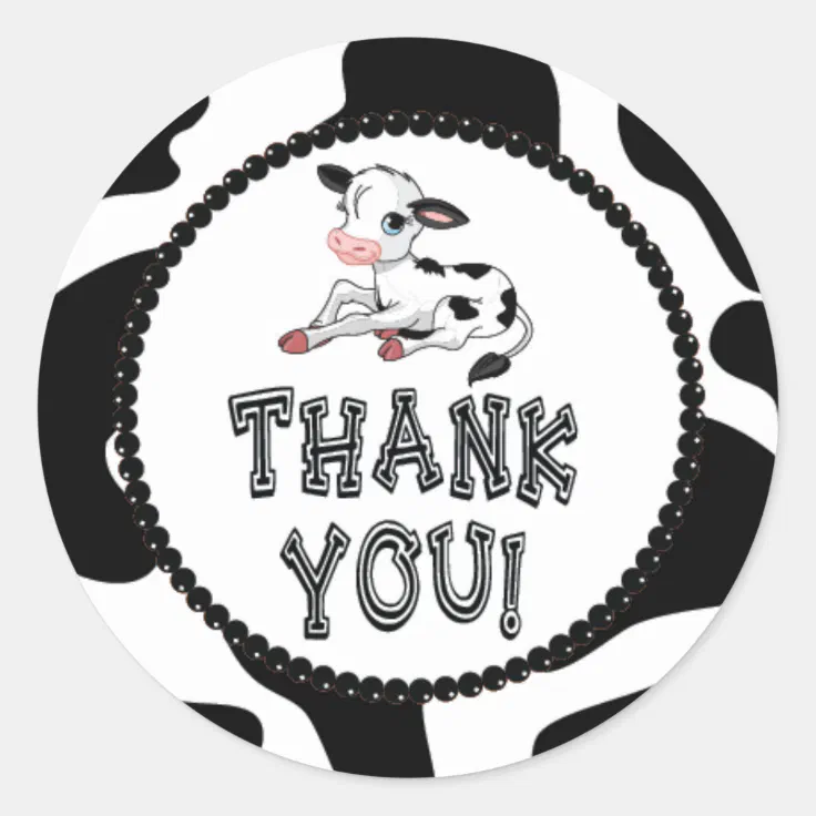 Cow Thank You Stickers | Zazzle