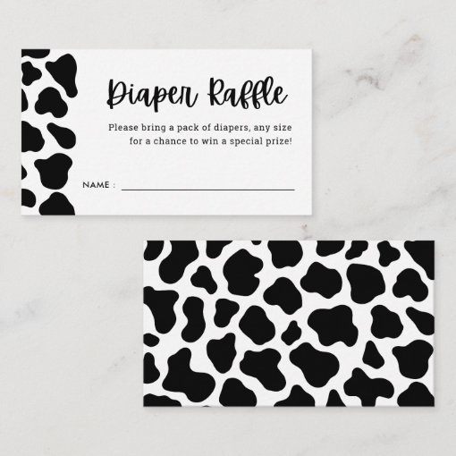 Cow Theme Baby Shower Diaper Raffle Tickets Enclosure Card | Zazzle