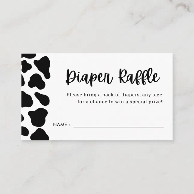Cow Theme Baby Shower Diaper Raffle Tickets Enclosure Card | Zazzle