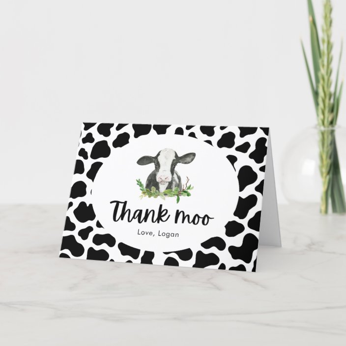 Cow Theme Birthday Thank Moo Folded Thank You Card | Zazzle.com