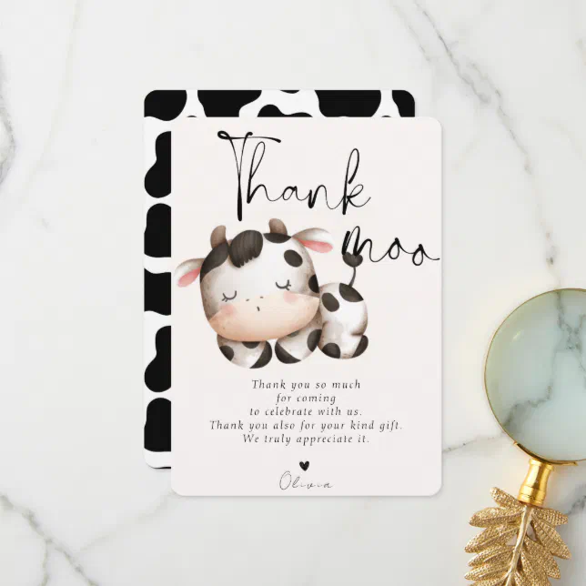 Cow theme birthday thank you card | Zazzle