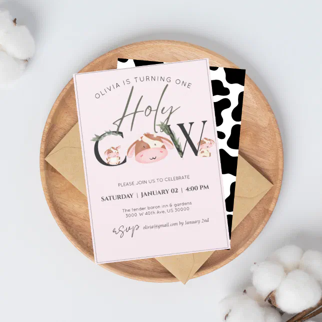 cow theme girl birthday invitation | Zazzle