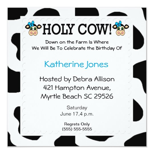 Cow Theme Kids Birthday Invitation Zazzle Cow Theme Kids Birthday Invitation Zazzle