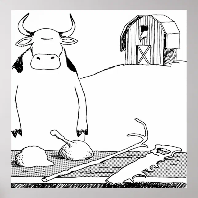 Cow Tools HQ Cropped ON WHITE TEE ONLY Poster | Zazzle