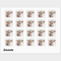Cow with Floral Headpiece Square Sticker | Zazzle