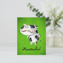 Cow with Mustaches Postcard | Zazzle