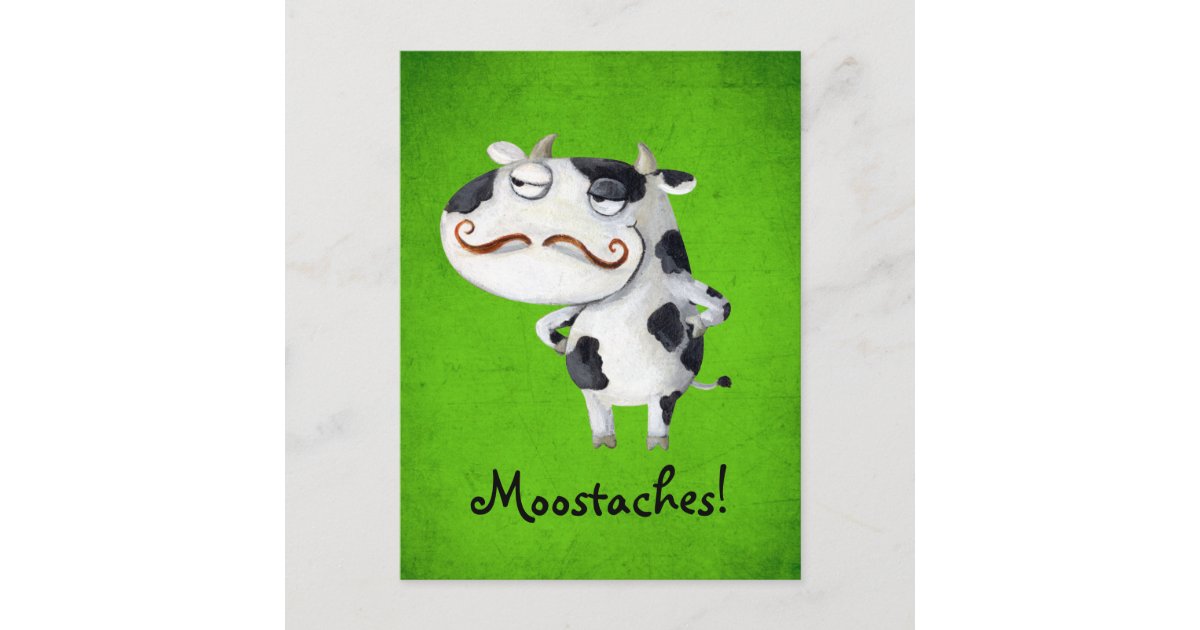 Cow with Mustaches Postcard | Zazzle