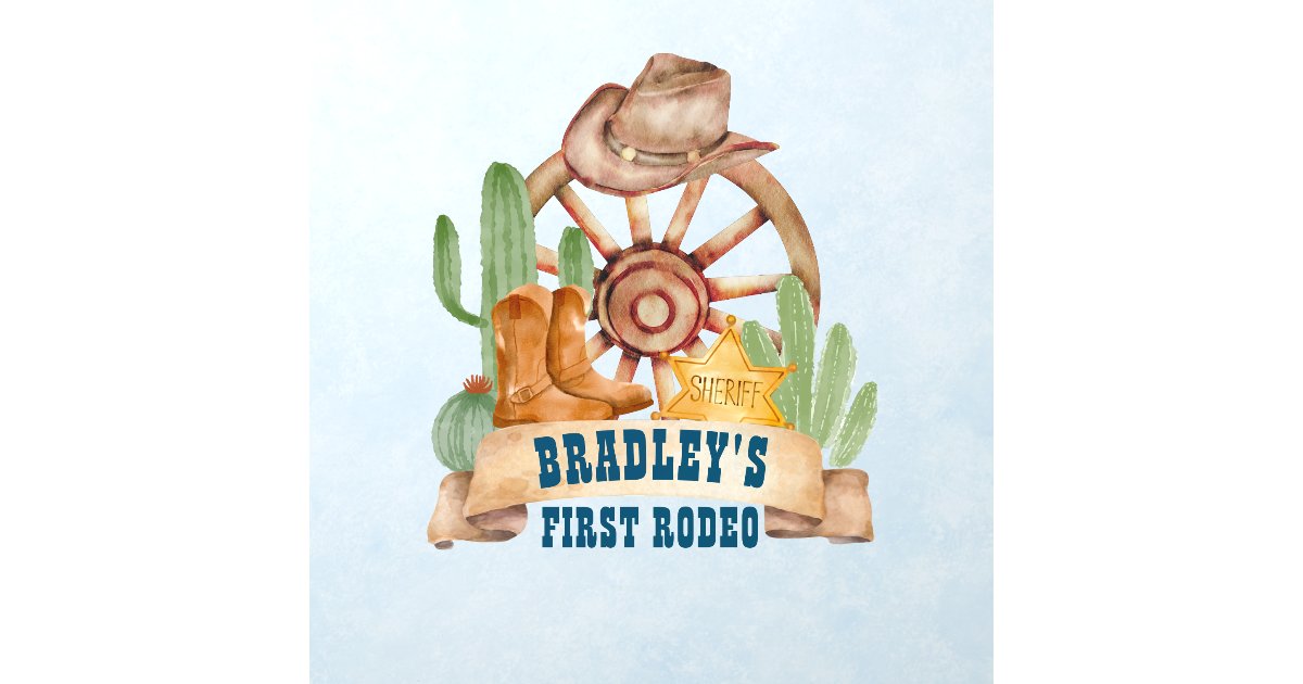 Cowboy 1st rodeo horses farm party wall backdrop wall decal | Zazzle