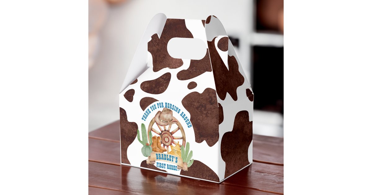 Cowboy 1st rodeo western birthday personalized favor boxes | Zazzle