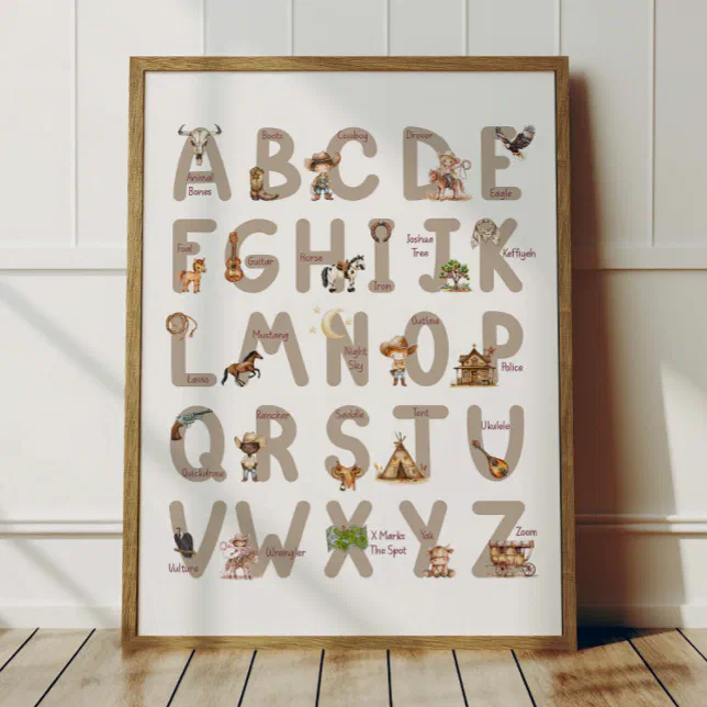 Cowboy Alphabet ABC Poster Kids Room Decor | Zazzle