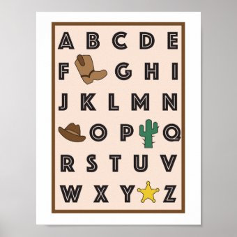 Cowboy Alphabet Poster | Zazzle