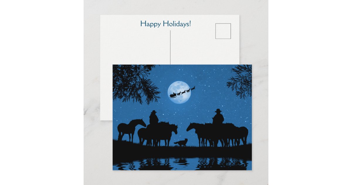Cowboy and Cowgirl Country Western Holiday Postcard | Zazzle