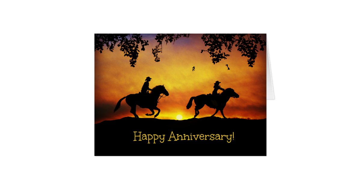 Cowboy and Cowgirl Happy Anniversary Card | Zazzle.com