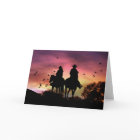 Cowboy and Cowgirl Riding Wedding Congratulations Card | Zazzle