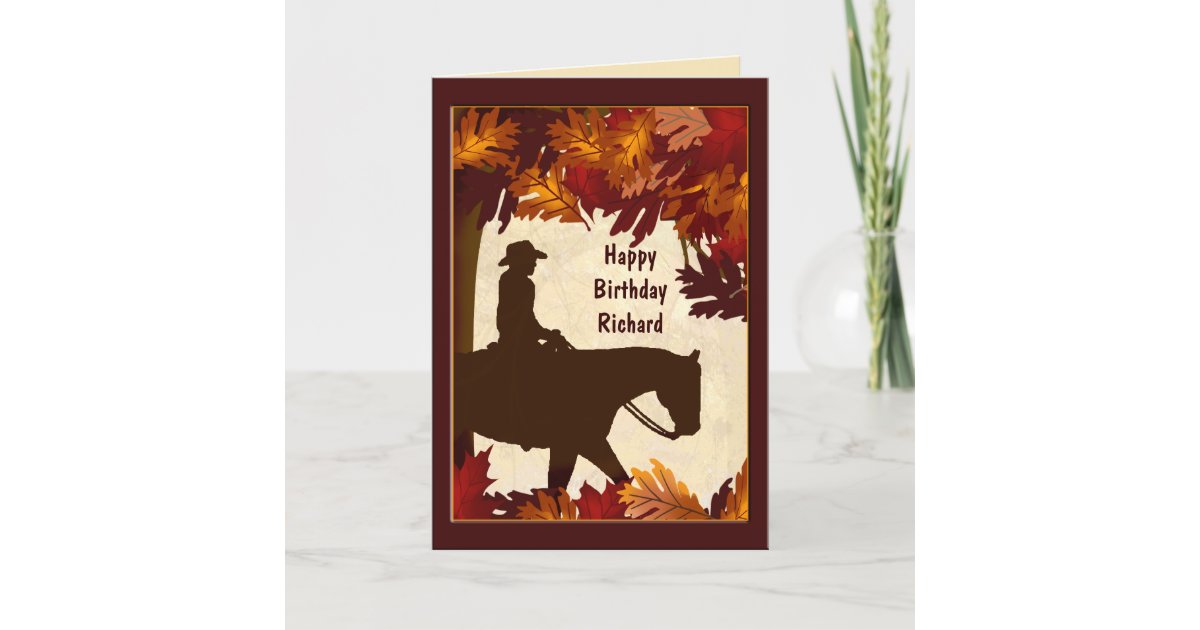 Cowboy Autumn Custom Birthday Card | Zazzle