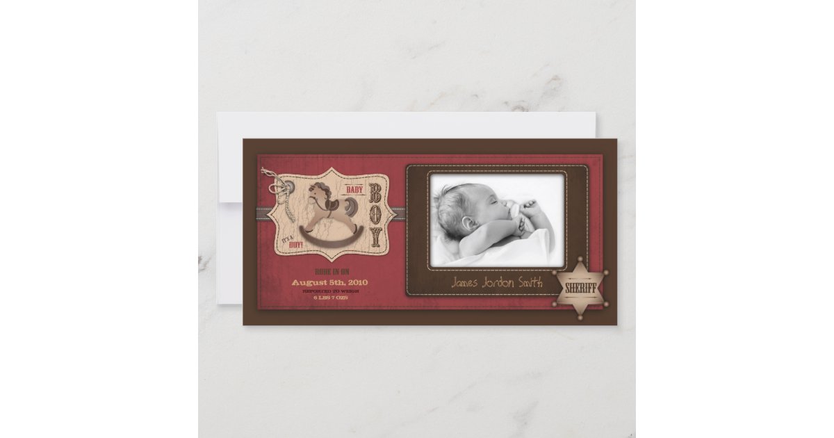 Cowboy Baby Photo Card | Zazzle